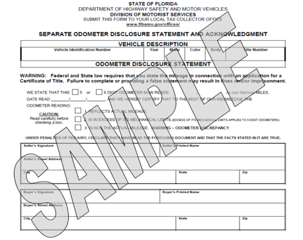 Odometer Disclosure – Manatee County Tax Collector | Help Center